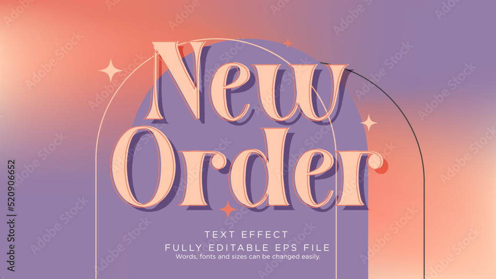 New Order Text Effect Font Type Stock-Vektorgrafik | Adobe Stock