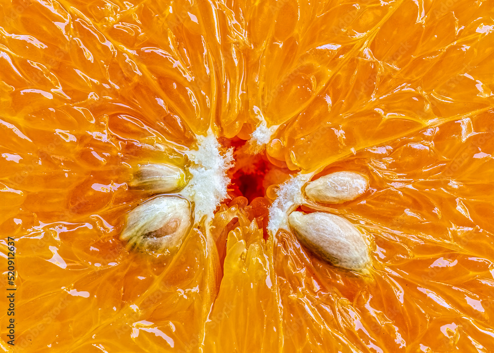 Pulp of orange fruit in detail. Macro Photograph of the pulp of an ...