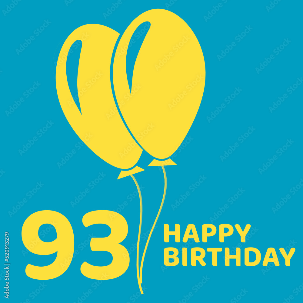 93 years logo. Square logo illustration with 93. Happy birthday text on ...