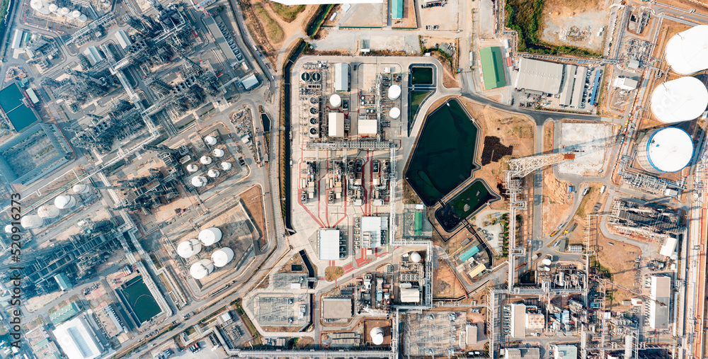 Oil refinery or petroleum refinery in the industrial factory of heavy ...