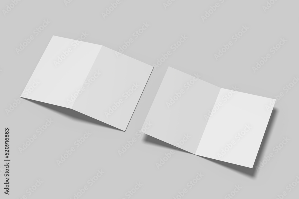 Realistic blank bifold brochure illustration for mockup. 3D Render ...
