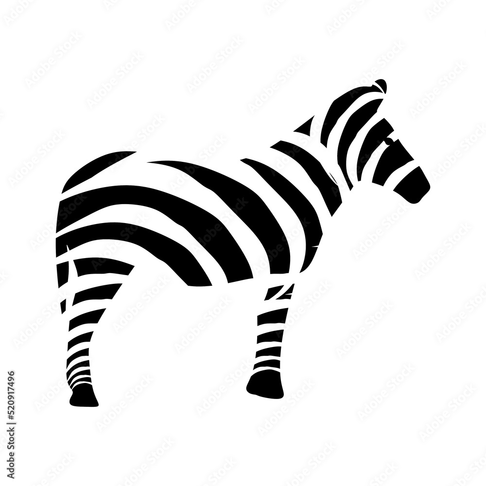 African zebra side view outline striped silhouette animal logo design ...