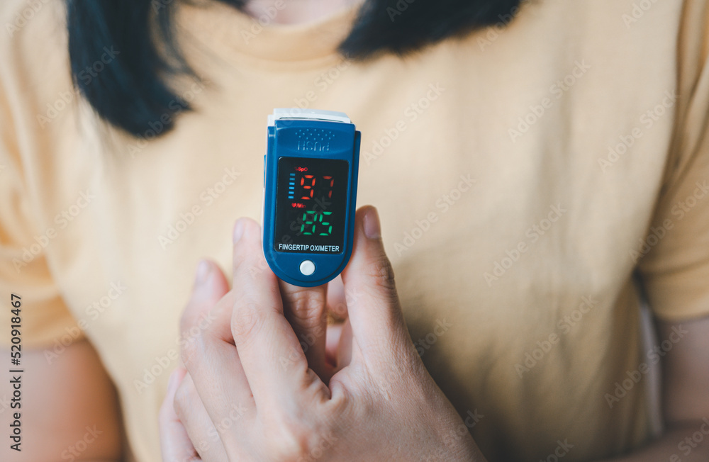 Pulse oximeter used to measurement of pulse and saturation of blood ...