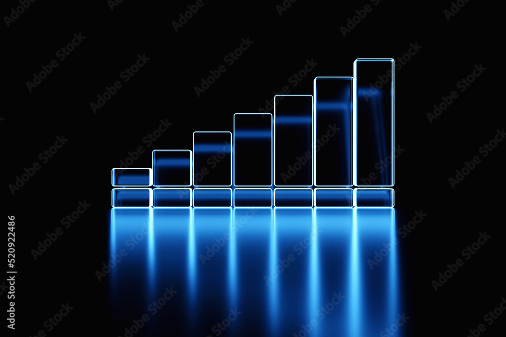 3d Illustration Of Blue Bar Graph For Infographic For Work Graph Presentation Report Step