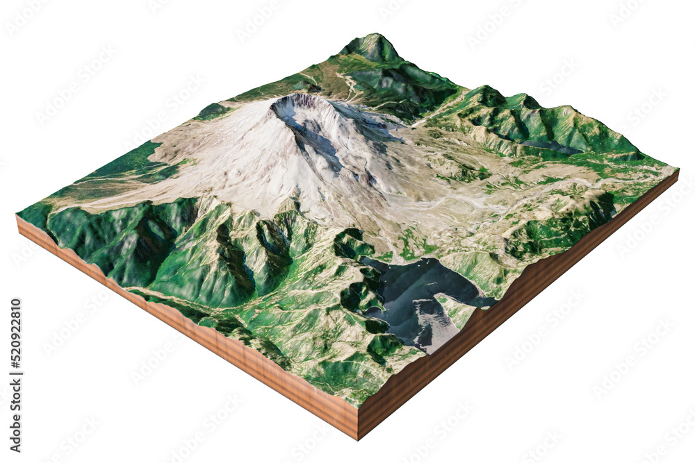 3d model of Mount St. Helens. volcano in Washington state. For the ...