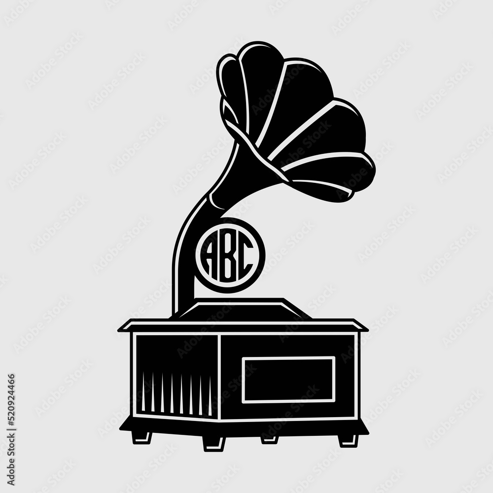 Phonograph Monogram SVG Cut File, Gramophone Svg, Record Player Svg ...