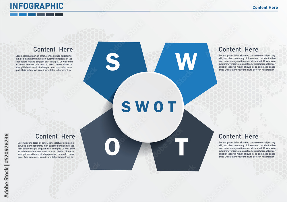 Infographic design template with SWOT-analysis. Strengths, weaknesses ...