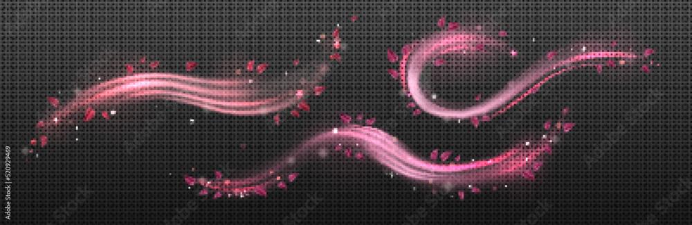 Wind swirls with flower pink petals isolated on transparent background ...