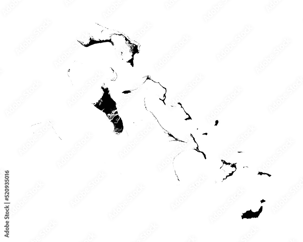 The Bahamas Map. Bahamian Country Map. Black and White National Outline ...