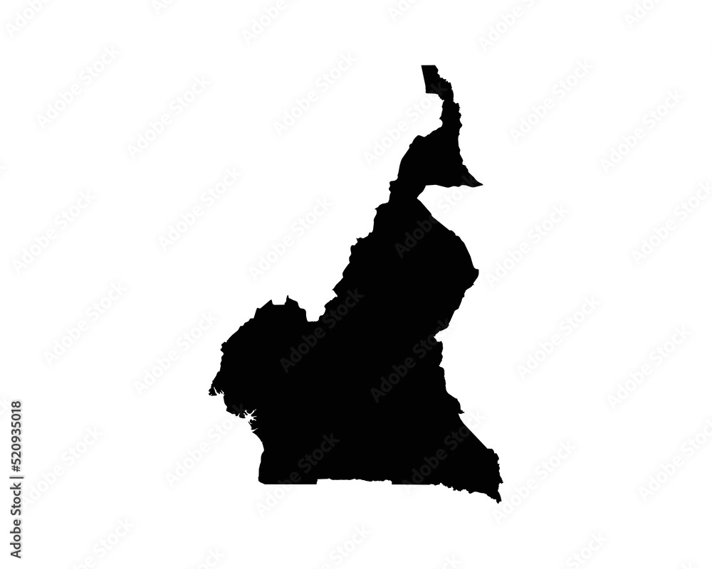 Cameroon Map. Cameroonian Country Map. Black and White National Outline Geography Border ...