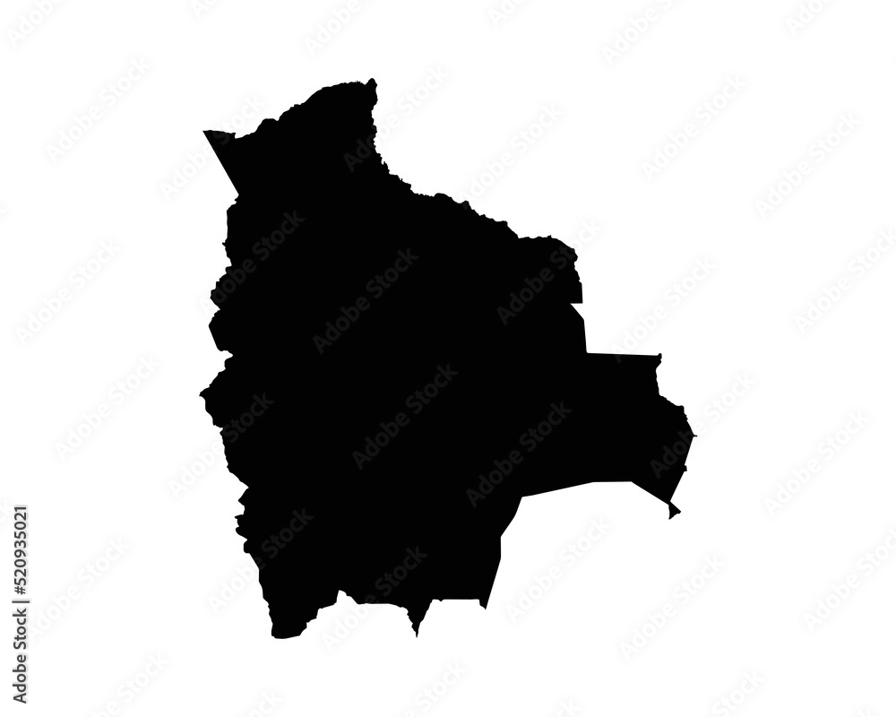 Bolivia Map. Bolivian Country Map. Black and White National Outline ...