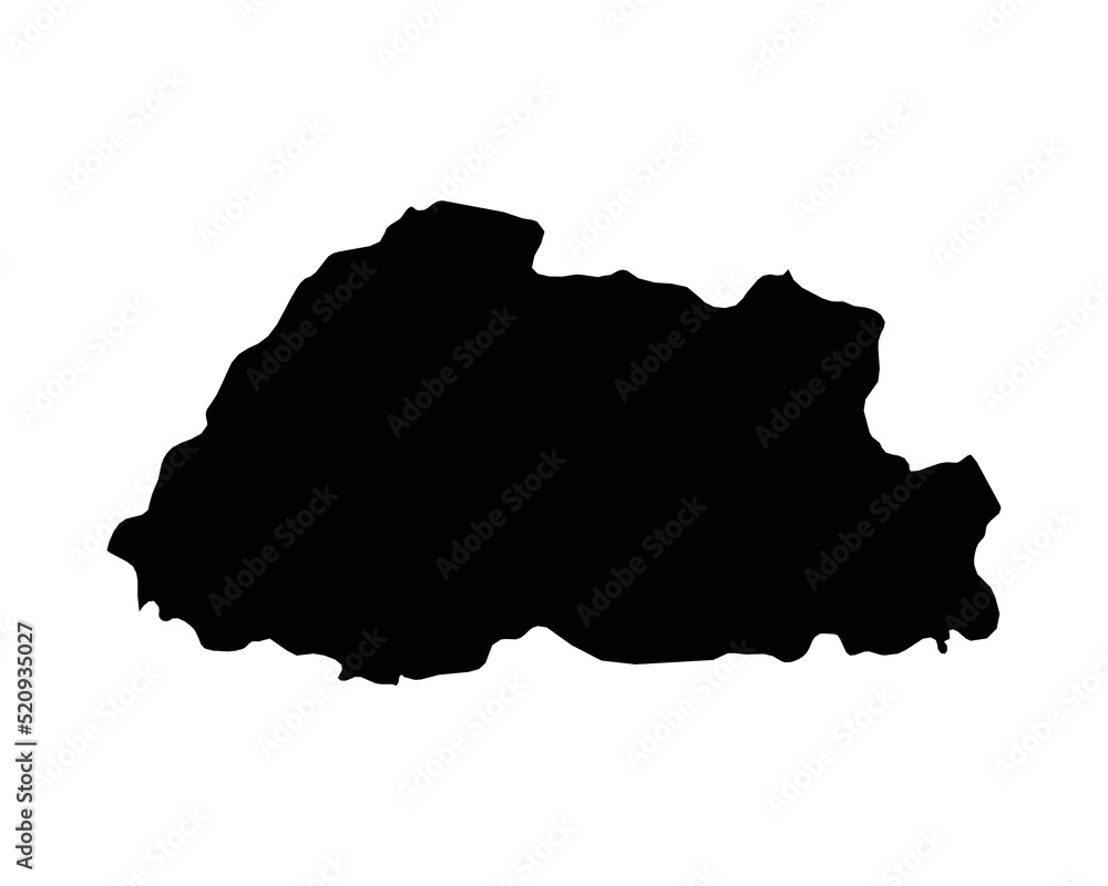 Bhutan Map. Bhutanese Country Map. Black and White National Outline ...