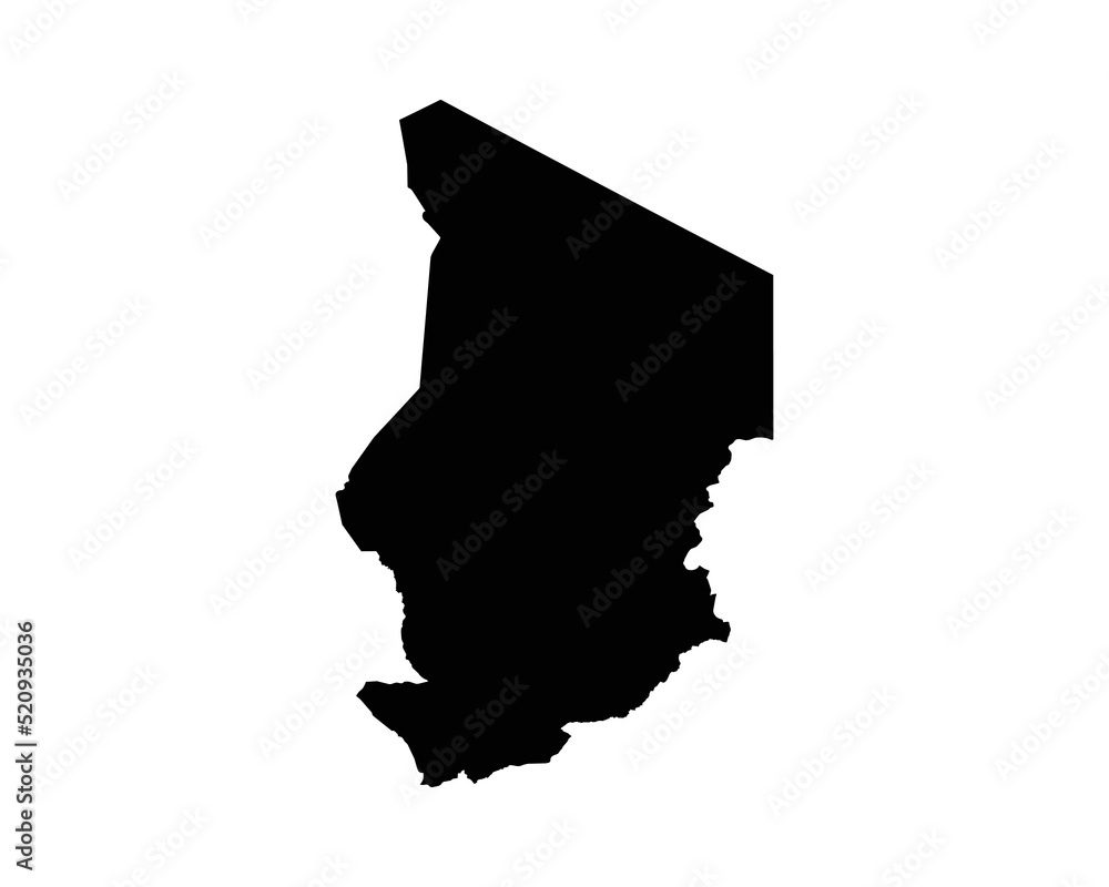 Chad Map. Chadian Country Map. Black and White National Outline ...