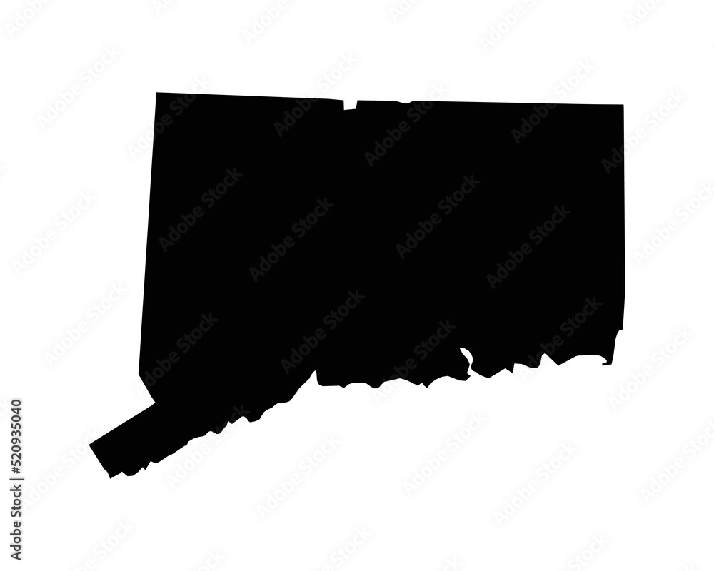 Connecticut US Map. CT USA State Map. Black and White Connecticutian ...