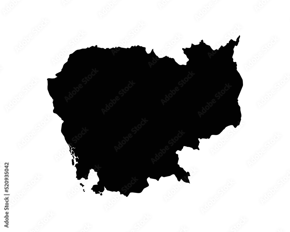 Cambodia Map. Cambodian Country Map. Kampuchea Khmer Black and White ...