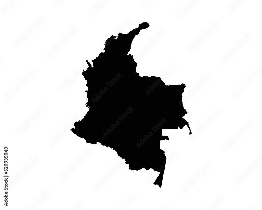 Colombia Map. Colombian Country Map. Black and White National Outline ...