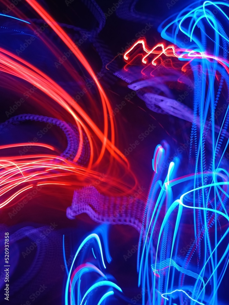 Blue and red light painting photography, long exposure fairy blue and ...