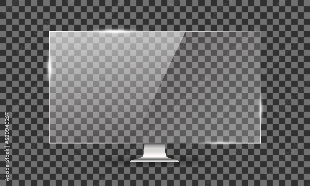4K LED TV. Vector glass rectangle on a transparent background. Stock ...