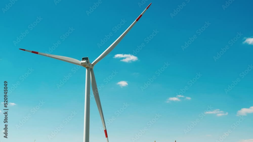 wind power generation. Renewable Green energy. Rotating propellers. The ...