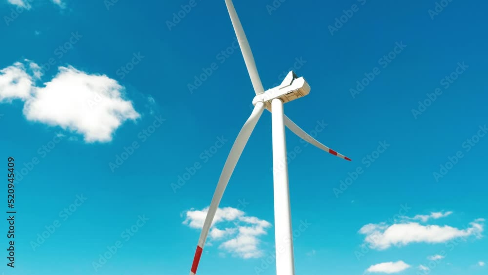 wind power generation. Renewable Green energy. Rotating propellers. The ...