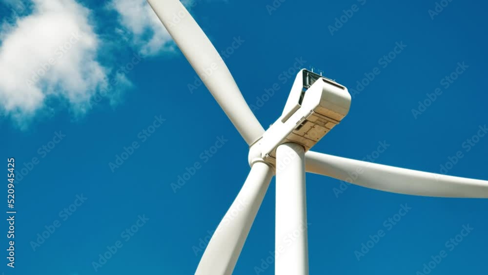 wind power generation. Renewable Green energy. Rotating propellers. The ...