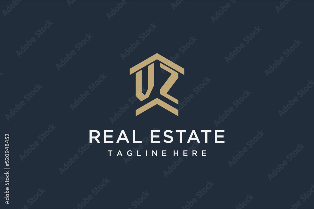 Initial VZ logo for real estate with simple and creative house roof ...