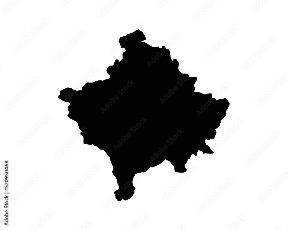 Kosovo Map. Kosovar Country Map. Black and White Kosovan National Nation Outline Geography ...
