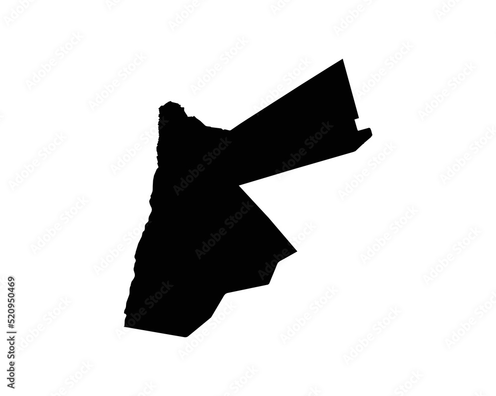 Jordan Map. Jordanian Country Map. Black and White National Nation ...