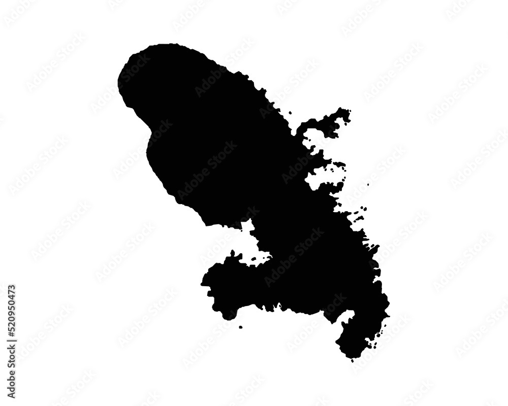 Martinique Map. Martinique Island Map. Black and White French Overseas ...