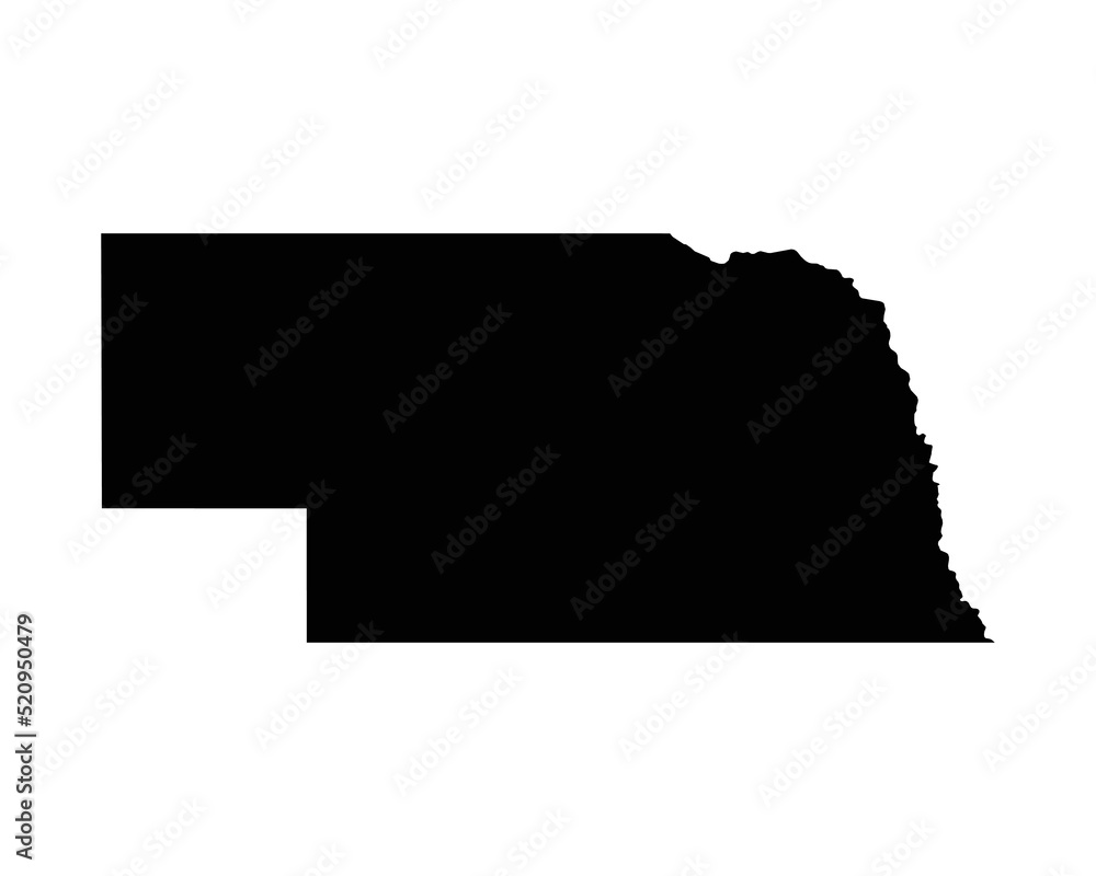 Nebraska US Map. NE USA State Map. Black and White Nebraskan State ...