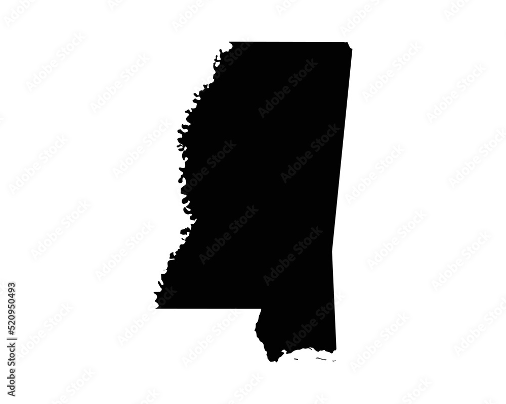 Vetor de Mississippi US Map. MS USA State Map. Black and White ...