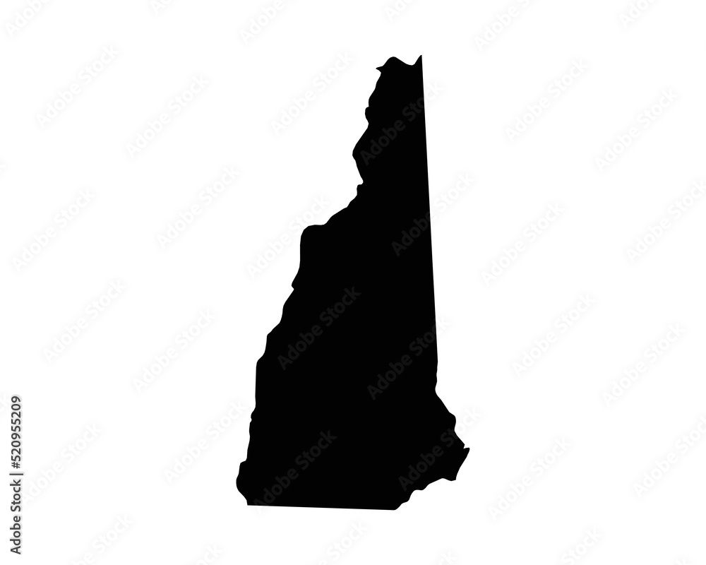 New Hampshire US Map. NH USA State Map. Black and White New Hampshirite ...