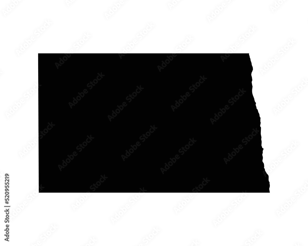 North Dakota US Map. ND USA State Map. Black and White North Dakotan ...