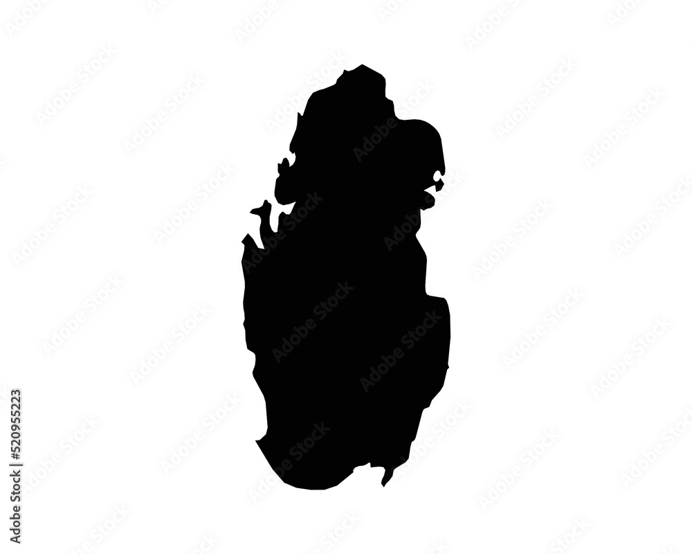 Qatar Map. Qatari Country Map. Black and White National Nation ...
