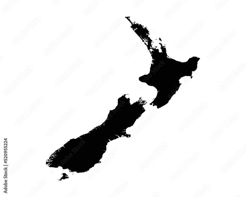 New Zealand Map. Kiwi Country Map. Black and White New Zealander ...