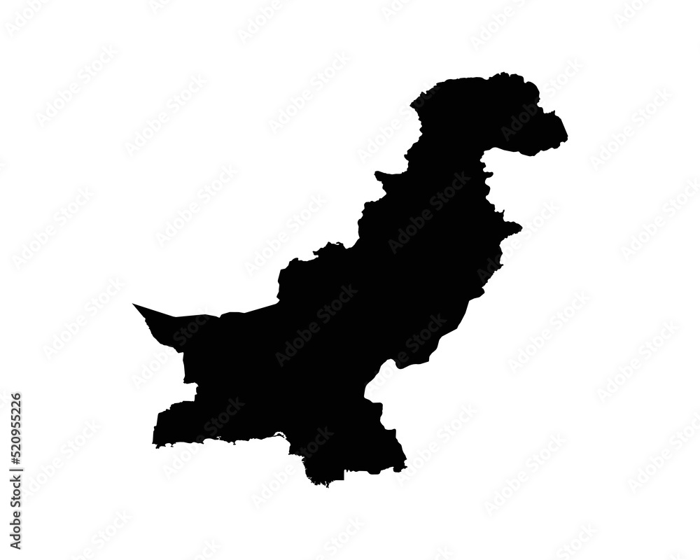 Pakistan Map. Pakistani Country Map. Black and White National Nation ...