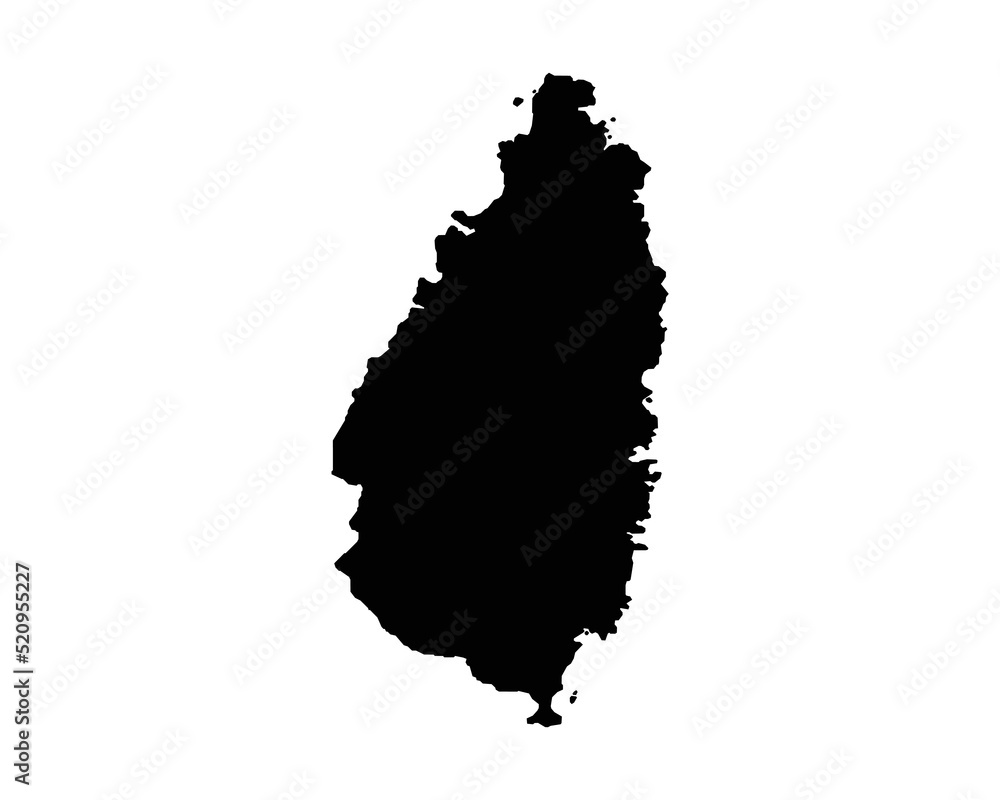 Saint Lucia Map. Saint Lucian Country Map. Black and White St Lucia ...
