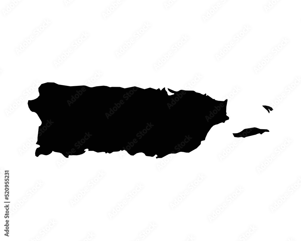 Puerto Rico Map. Puerto Rican Map. Black and White PR US USA Territory ...