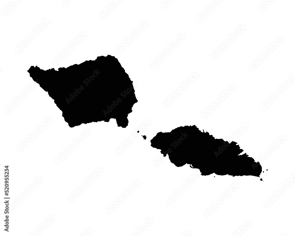 Samoa Map. Samoan Country Map. Black and White National Nation ...