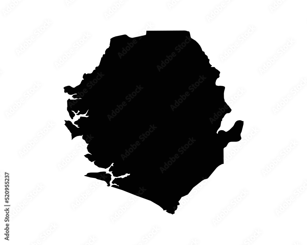 Sierra Leone Map. Sierra Leonean Country Map. Black and White Salone ...