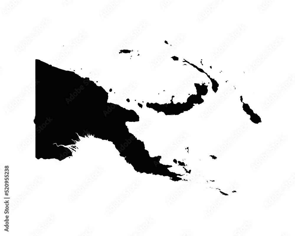 Papua New Guinea Map. Papua New Guinean Country Map. Black and White ...