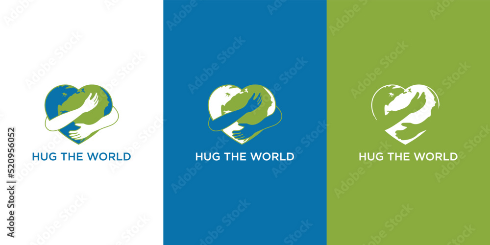 Hugging Earth in heart shape, hands holding Earth. Save our planet ...