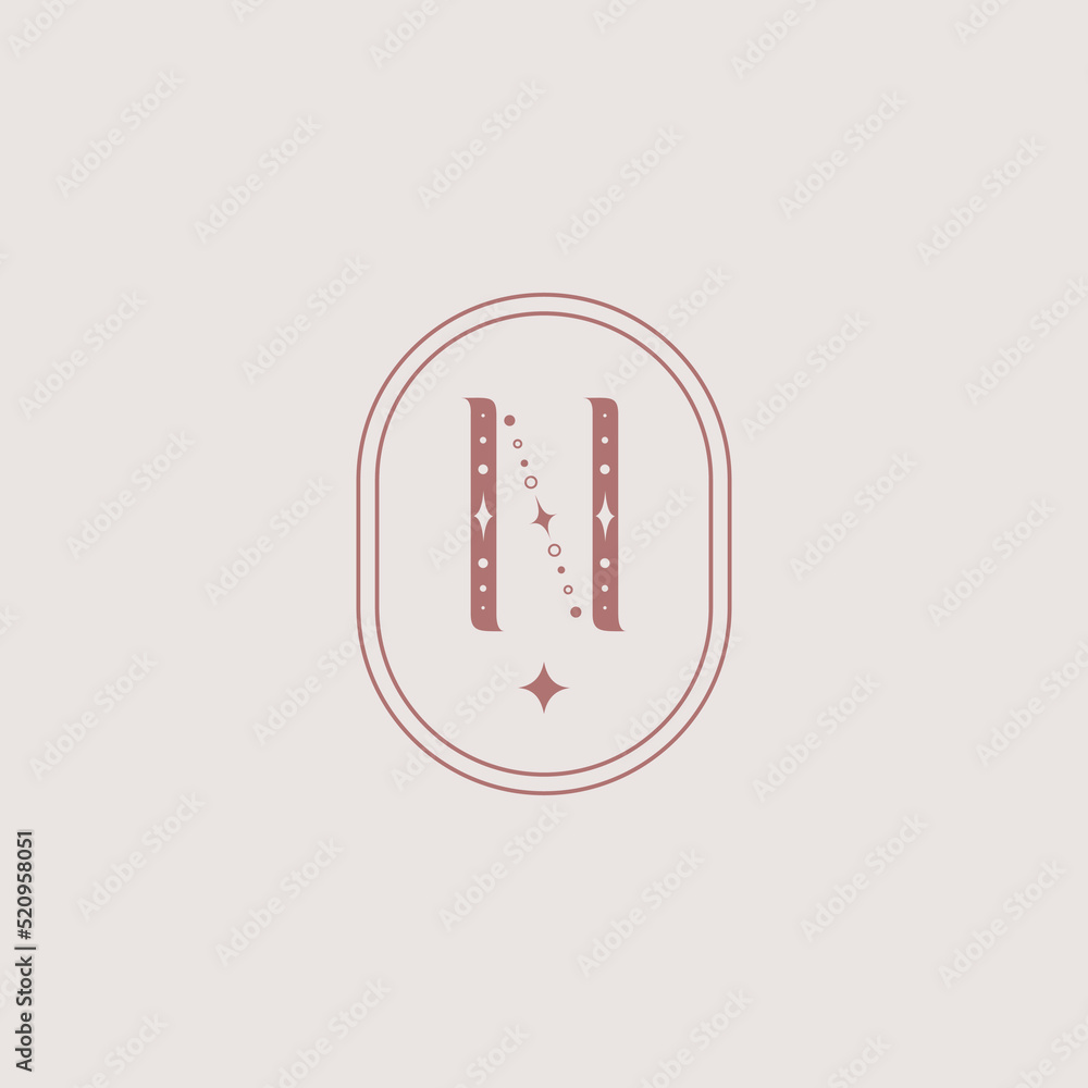 Vector elegant emblem with the letter N. Initials with the letter N ...