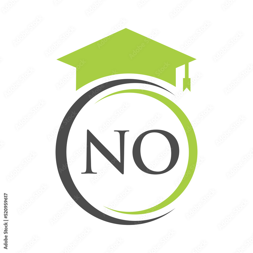 Letter NO Education Logo Concept With Educational Graduation Hat Vector ...
