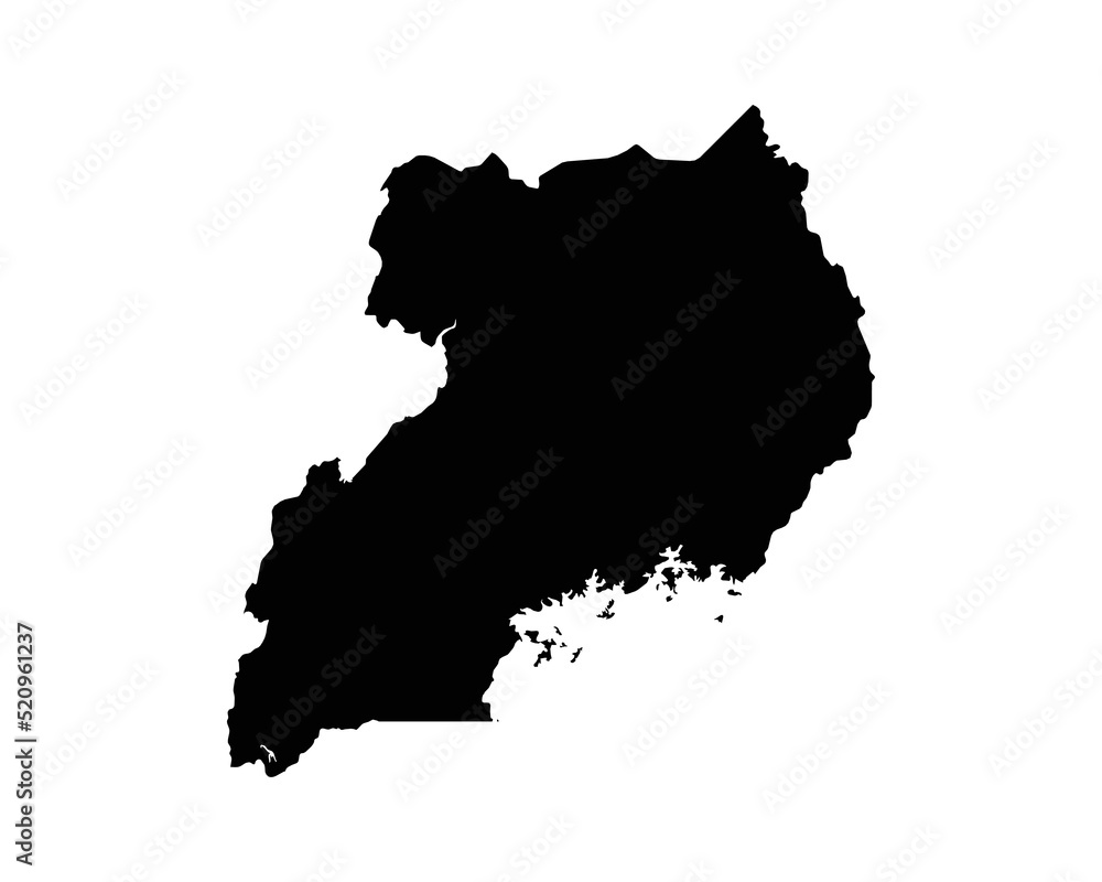 Uganda Map. Ugandan Country Map. Black and White National Nation ...