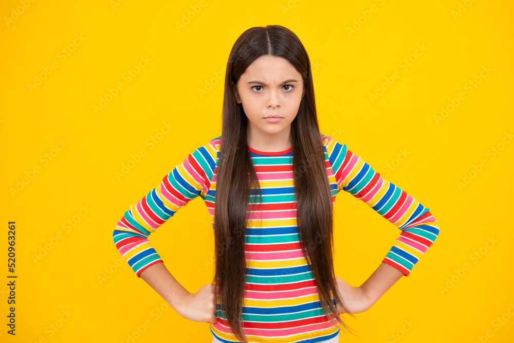 Angry face, upset emotions of teenager girl. Angry portrait young girl ...