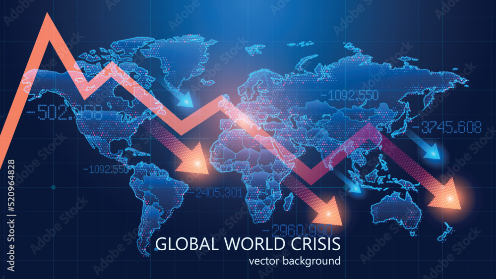 Dark blue abstract vector background. World economic crisis. Schematic ...