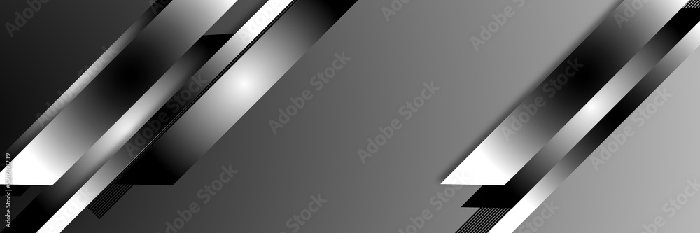 High contrast black glossy stripes. Abstract tech graphic banner design ...