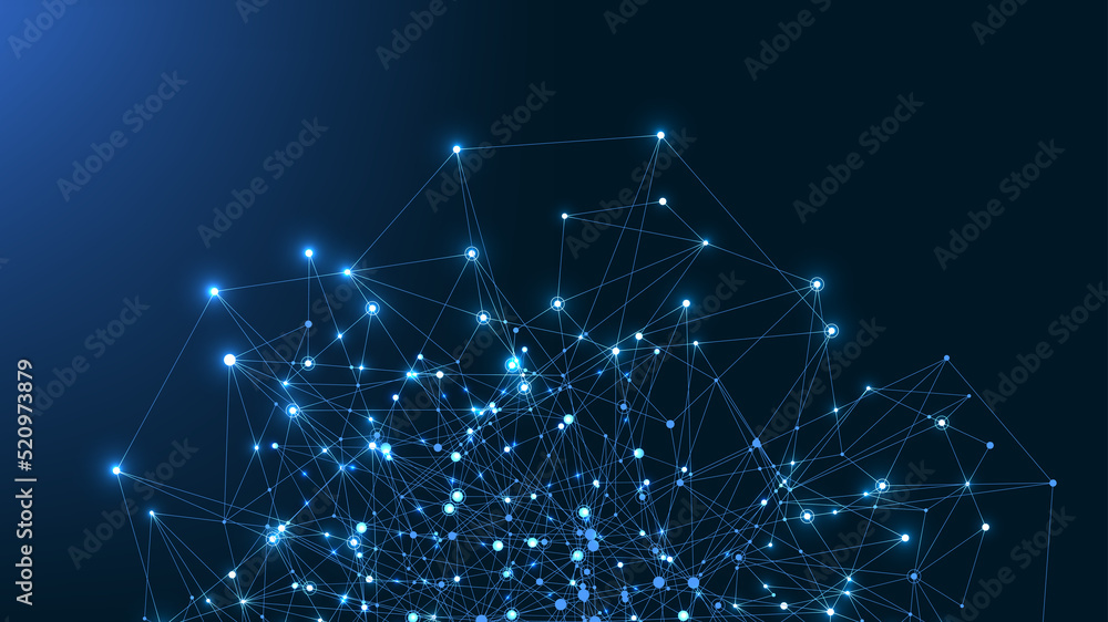 Abstract plexus background with connected lines and dots. Wave flow ...