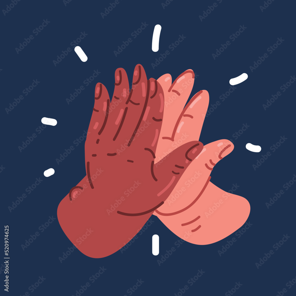 Cartoon vector illustration of Two hands giving a high five for great ...